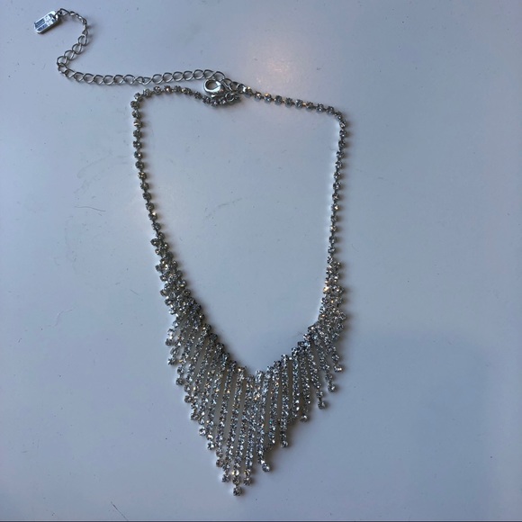 Jewelry | V Shaped Silver Prom Necklace With Cubic Zirconia | Poshmark